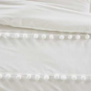 5 Pcs Washed White Cotton Pom-pom Duvet Cover Boho Bedding Sets 100% ...