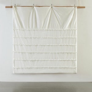 5 Pcs Washed White Cotton Pom-pom Duvet Cover Boho Bedding Sets 100% ...