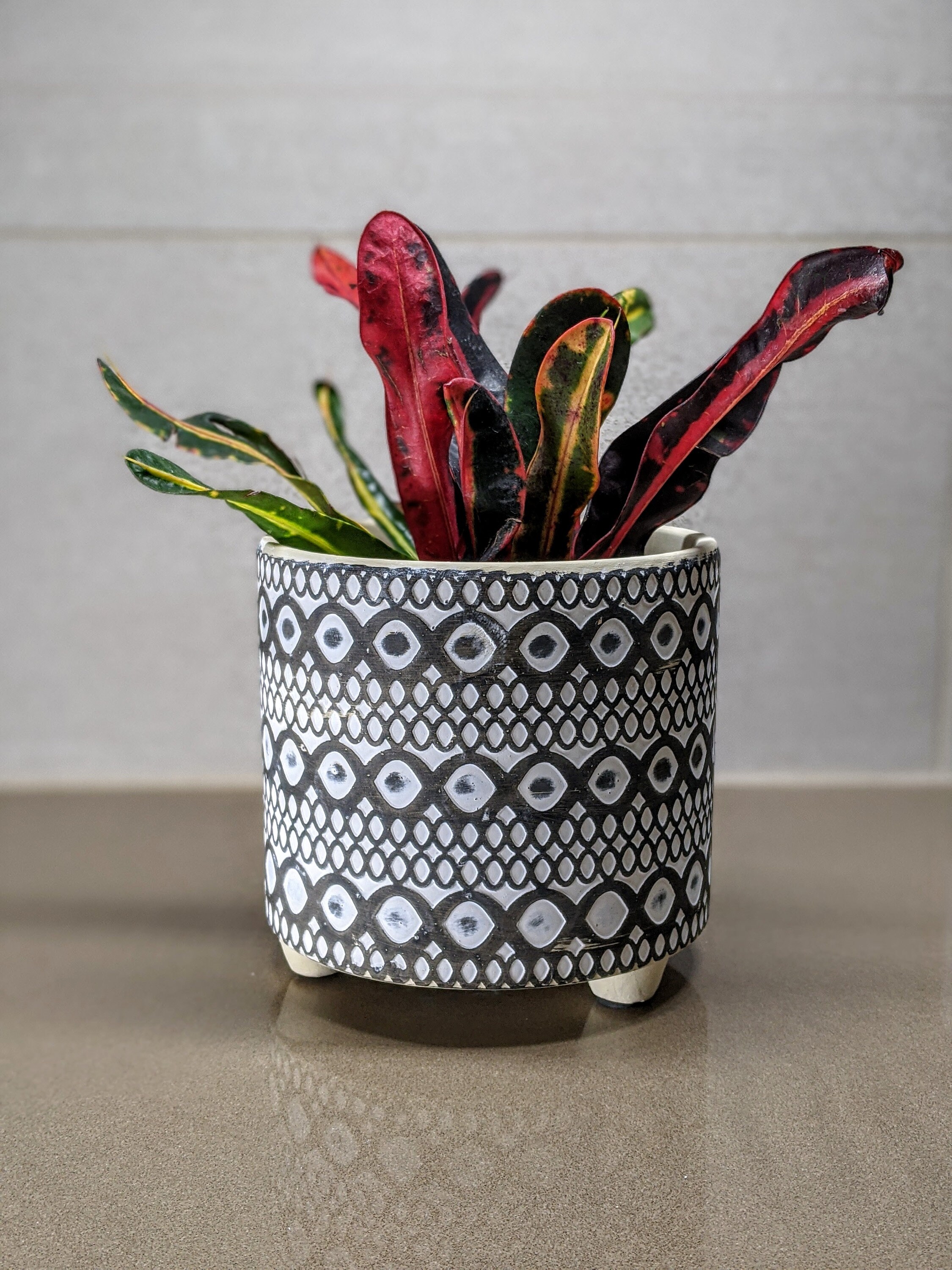 Swirl and Geometric Design Plant Flower Pot | Etsy