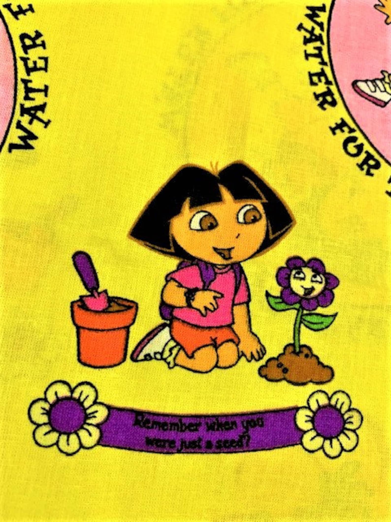 Dora watering the Flowers Fabric Remnant 25x44 - Etsy.de