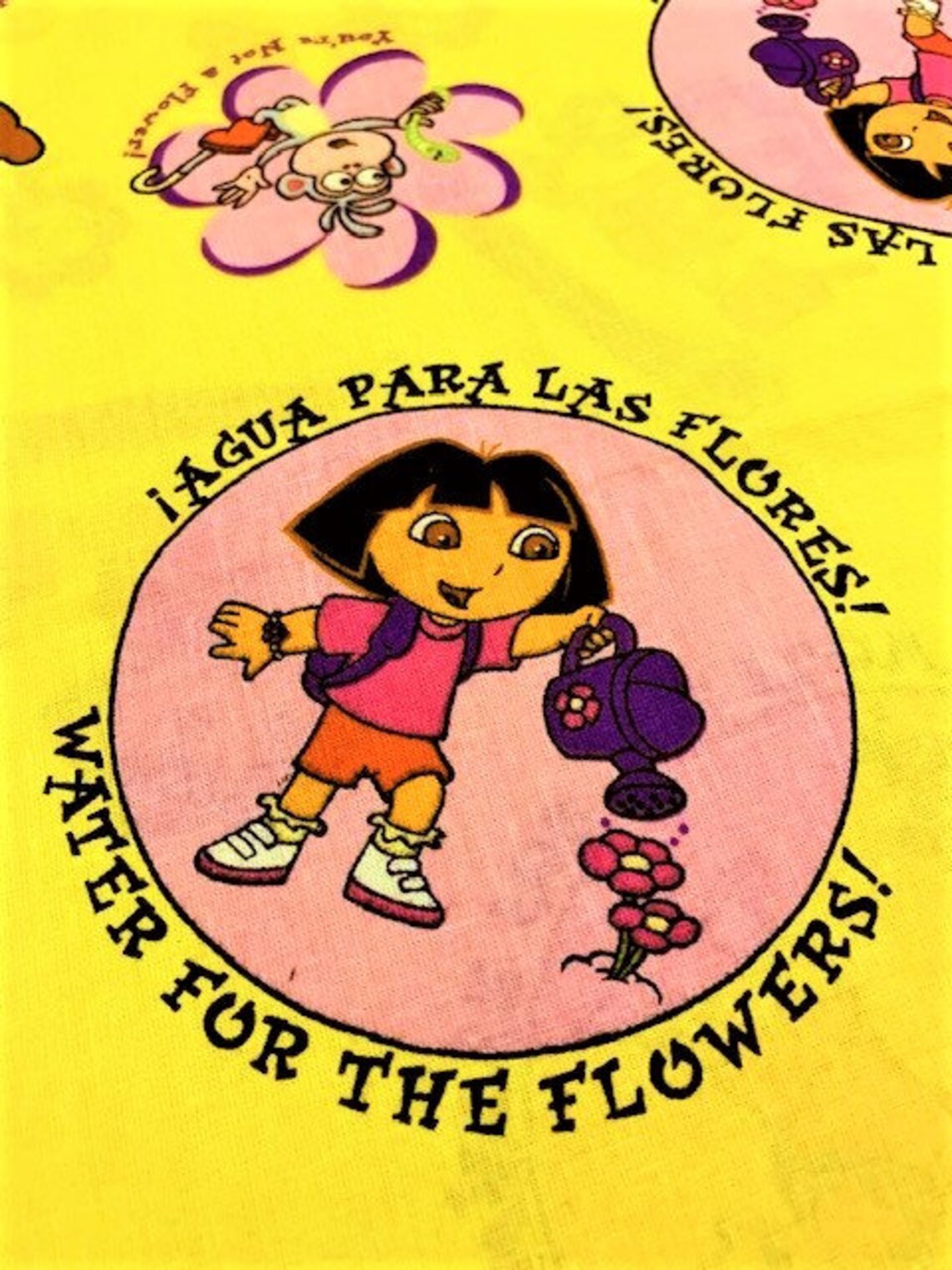 Dora watering the Flowers Fabric Remnant 25x44 - Etsy.de