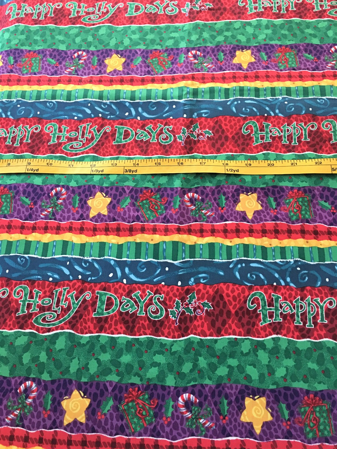 Happy Holly Days Christmas Fabric - BTY - Etsy UK