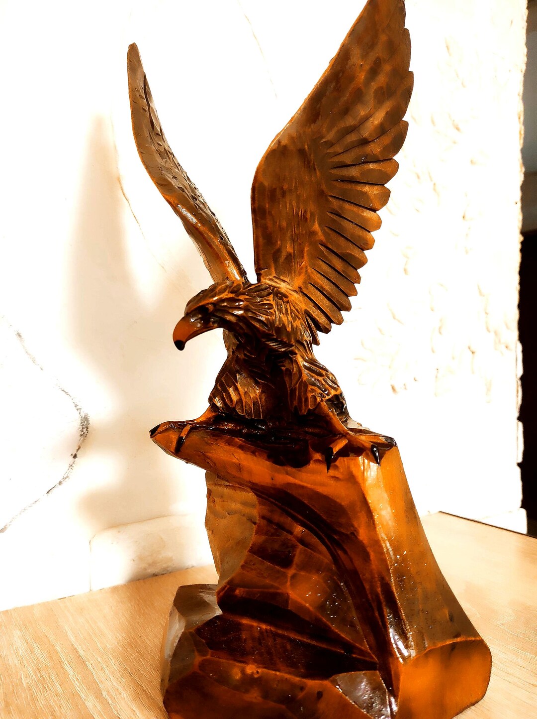 Wooden Eagle Figurine,soviet Souvenir,carved Eagle,russian Antiques,big ...