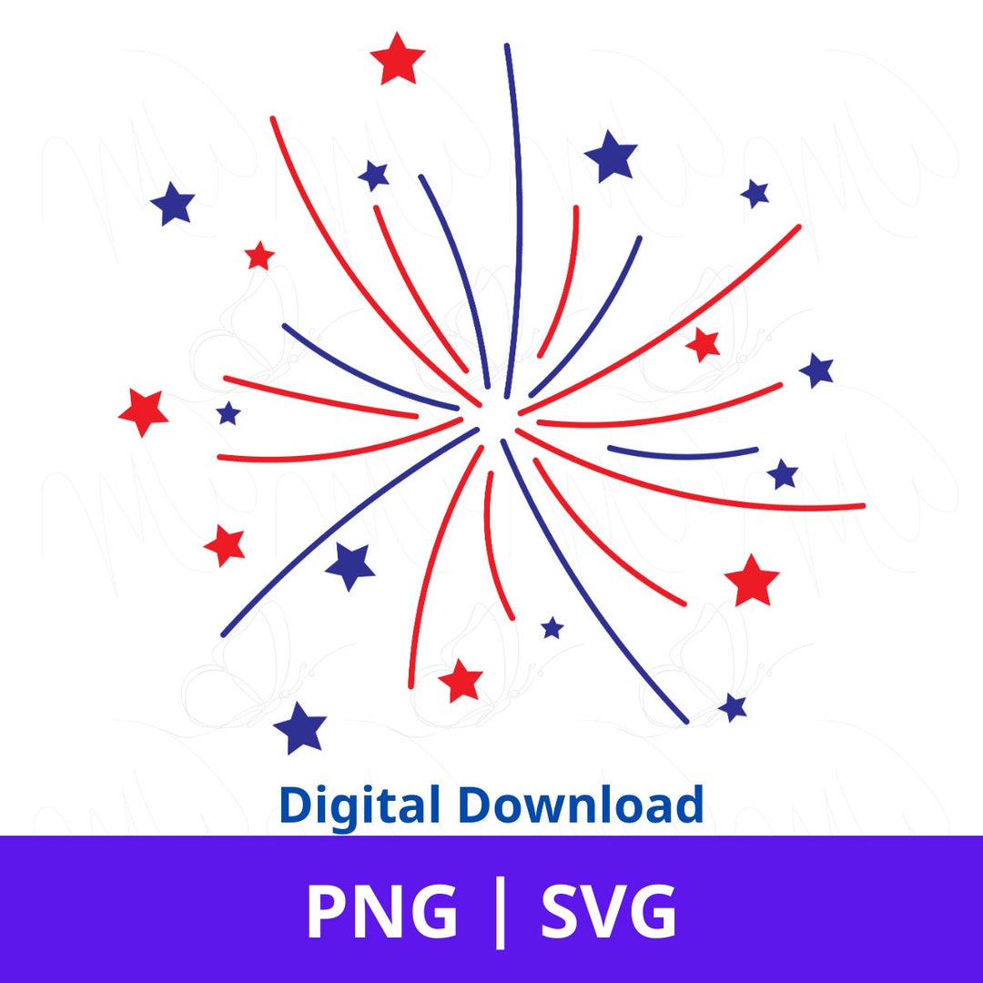 Firework Instant Digital Download SVG PNG Red and Blue - Etsy