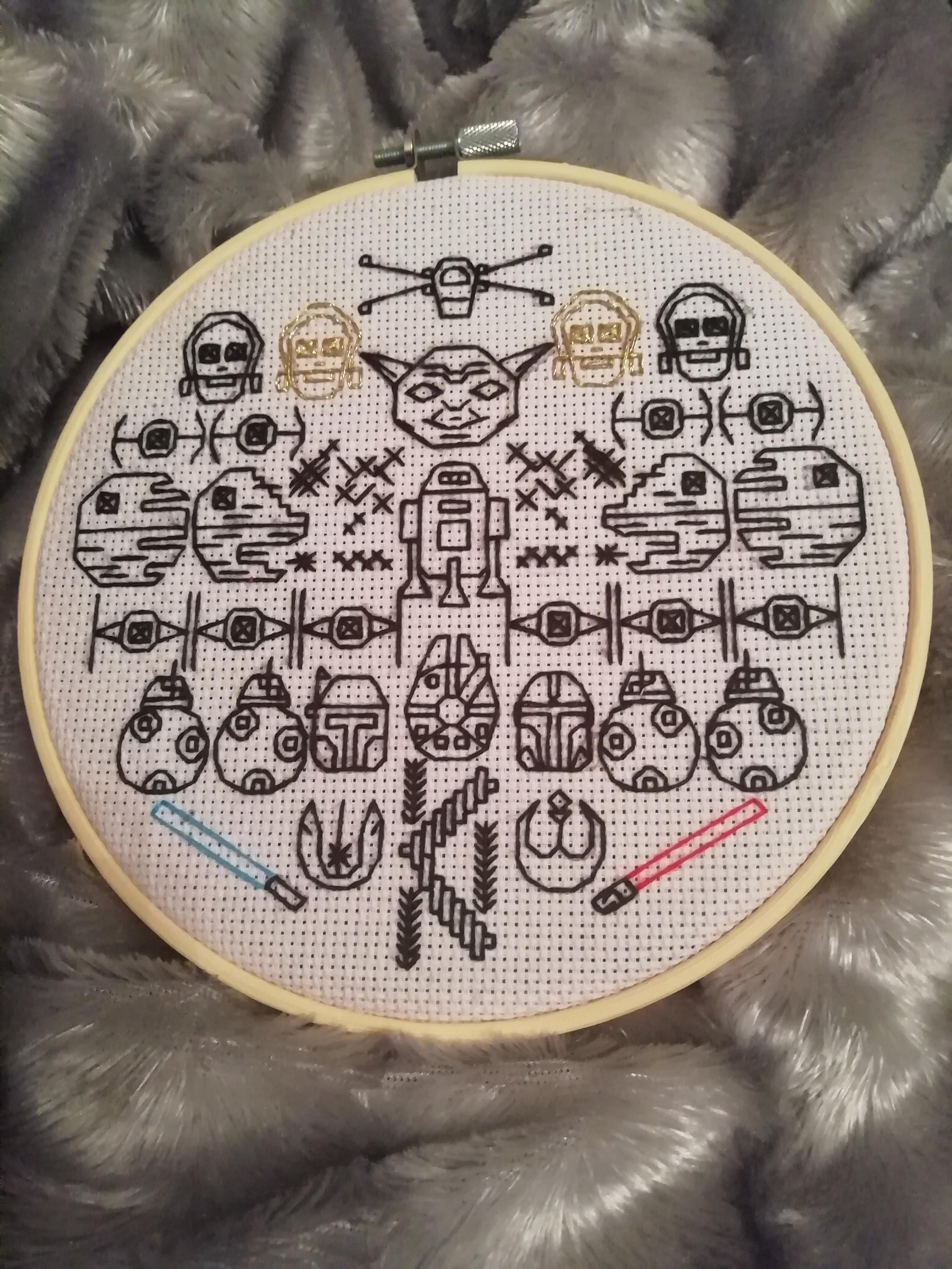 Star Wars Embroidery /blackwork Embroidery Pattern /nerd Art - Etsy