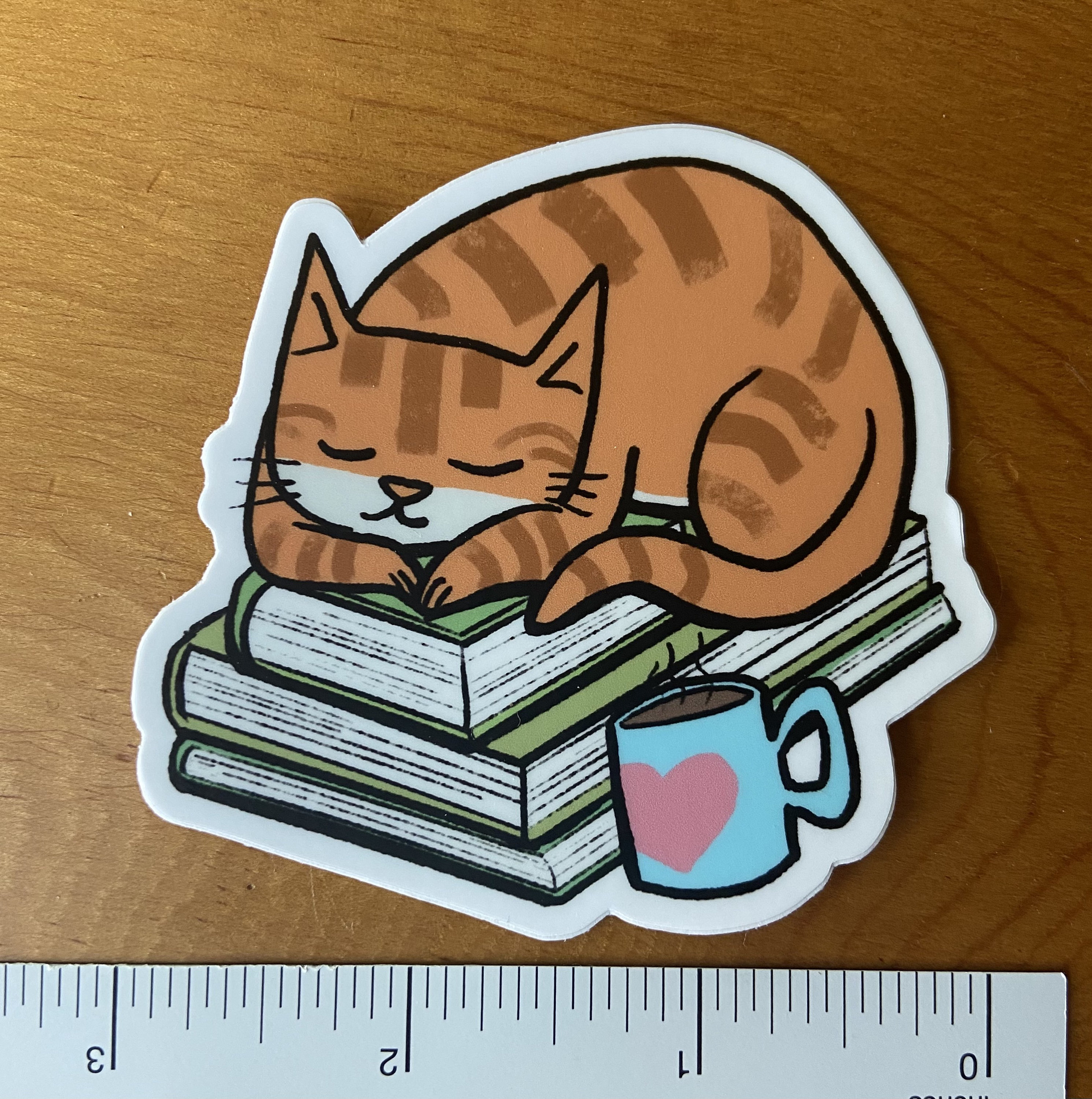 Orange Tabby Cat Sticker Books Library Reading - Etsy