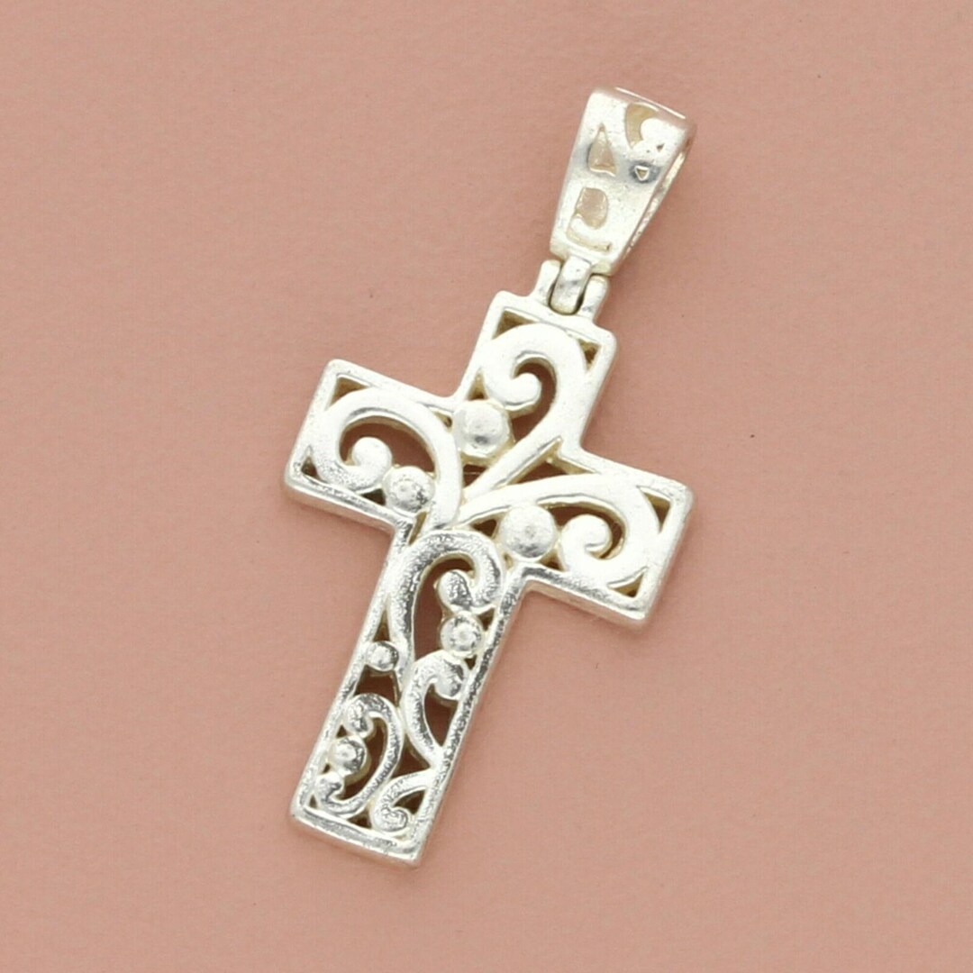 Sterling Silver Scroll Cross Pendant - Etsy