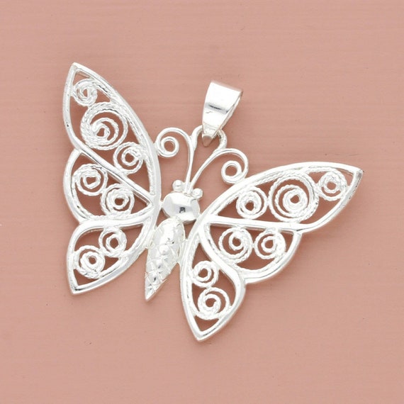 Silver filigree butterfly - Gem