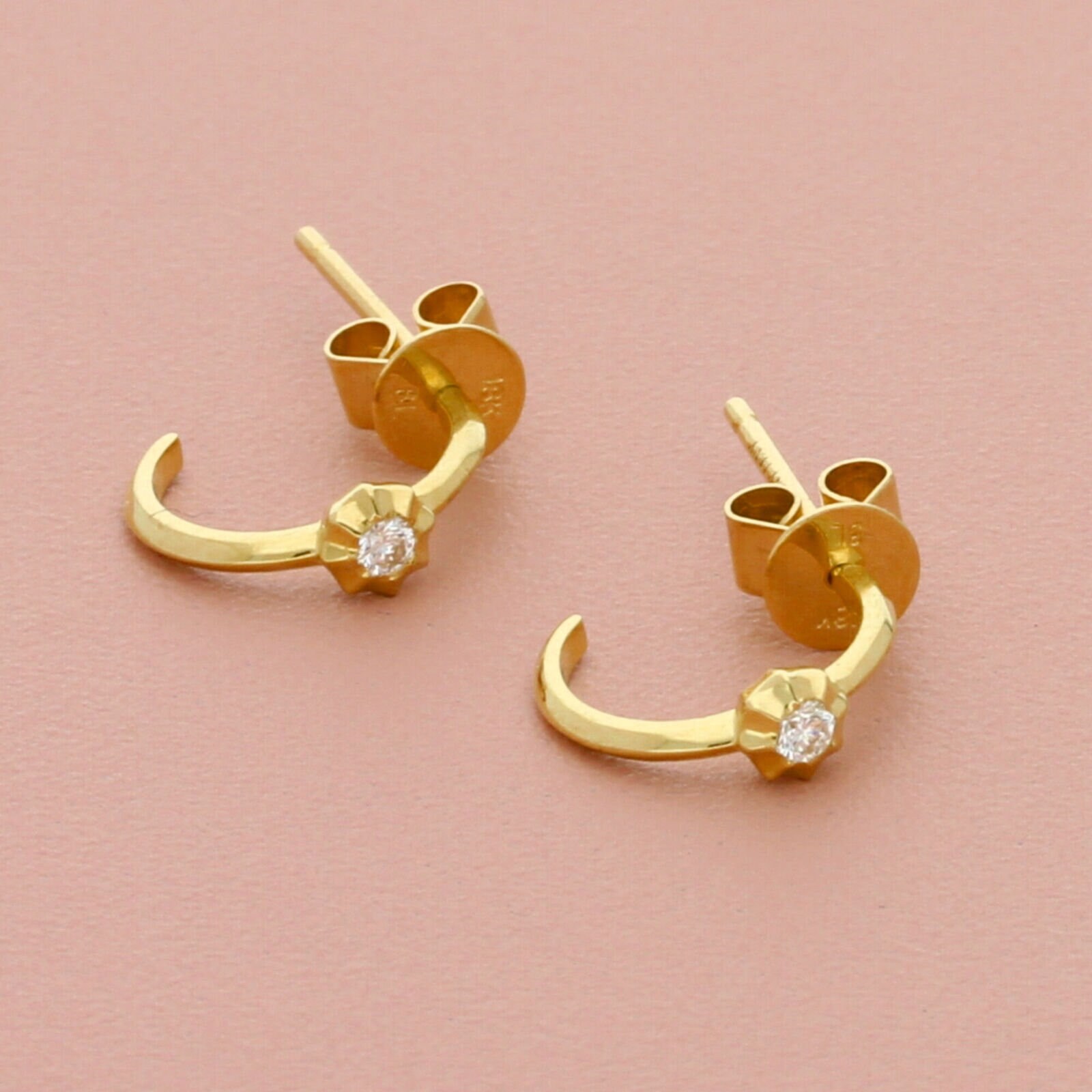 Bony Levy 18K Yellow Gold 0.05 CTW Monaco Diamond Hoop Earrings