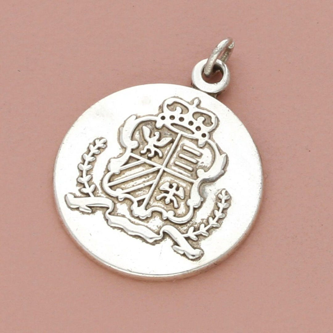 Tiffany & Co Sterling Silver Vintage Crest Disc Pendant - Etsy