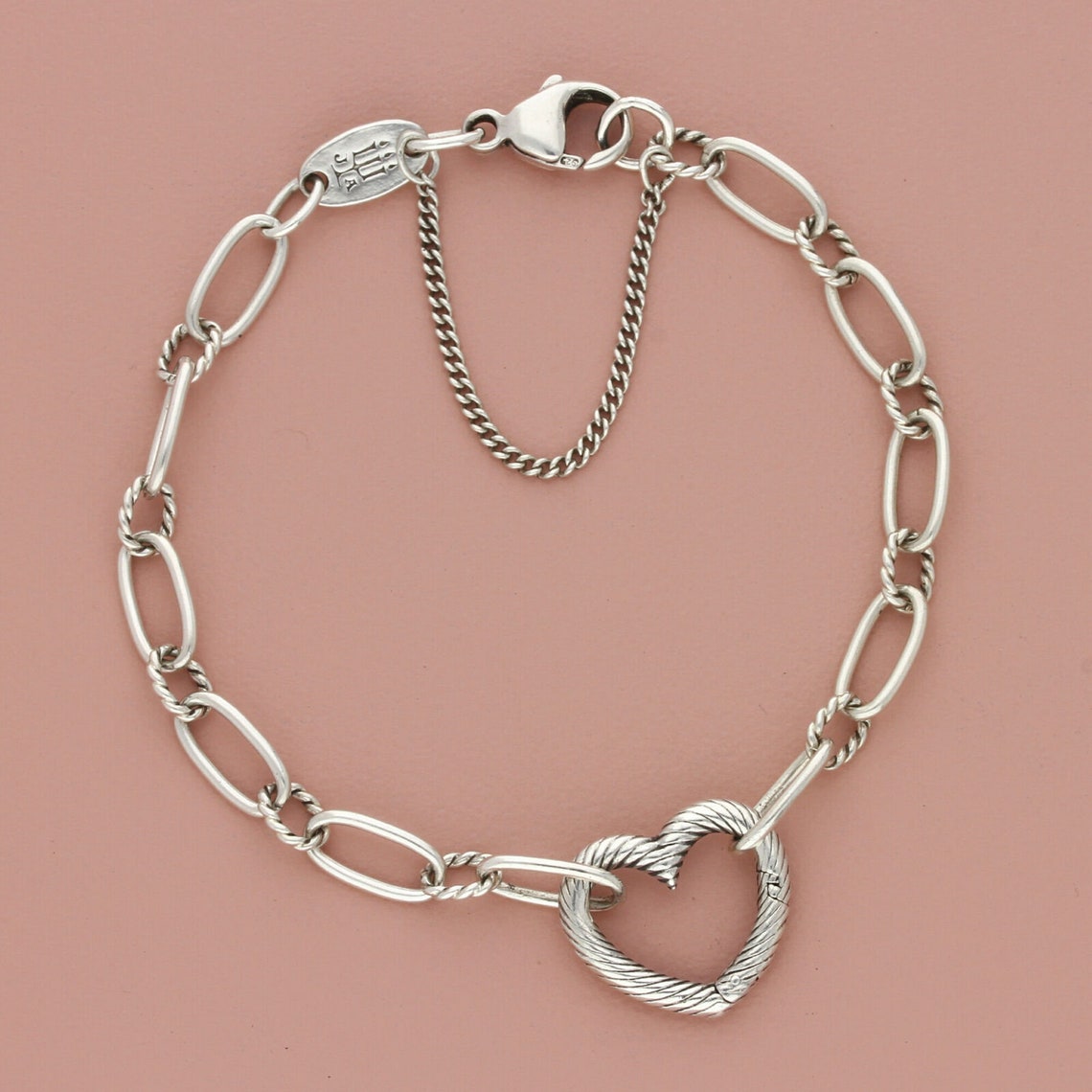 James Avery Sterling Silver Medium Changeable Heart Charm Bracelet Size