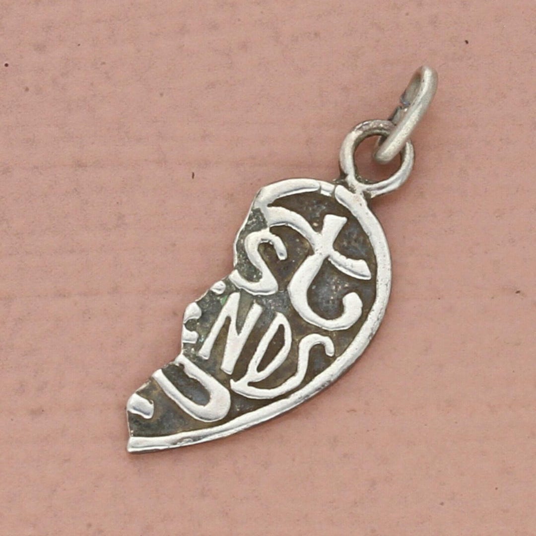 Sterling Silver Best Friends Half Heart 2-sided Charm - Etsy