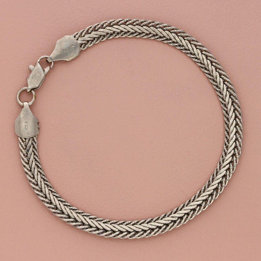 Silver Plated 6mm Fishtail Chain Bracelet Size 7.75in - Etsy