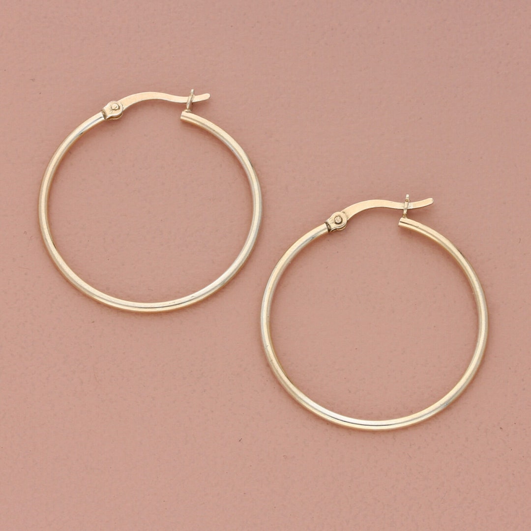 Sterling Silver 32mm Classic Snap-post Hoop Earrings - Etsy