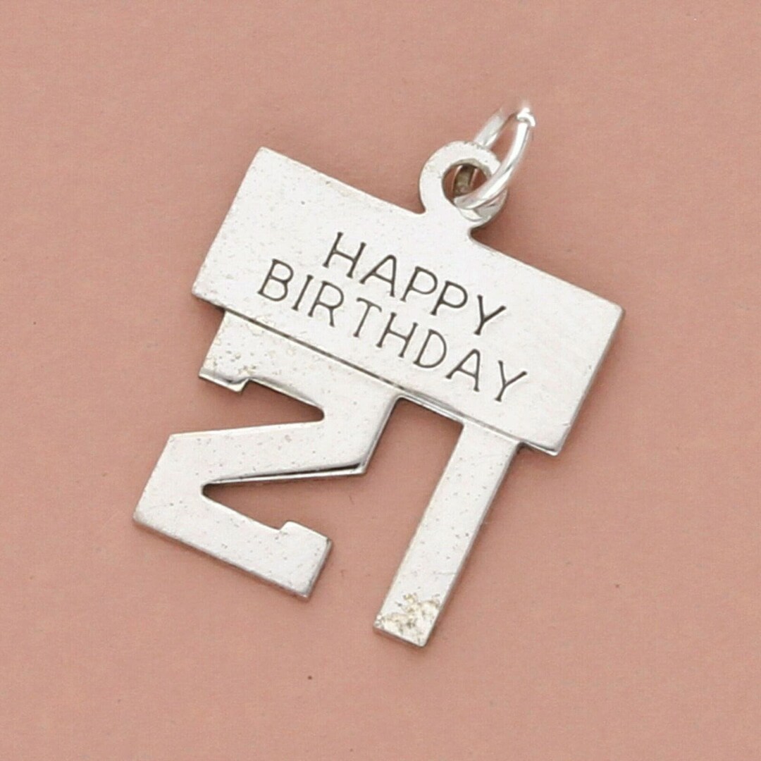 Wells Sterling Silver Vintage Happy 21st Birthday Charm - Etsy