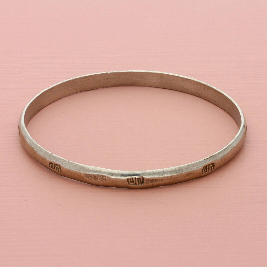 Mexico Alpaca Stamped Stack Bangle Bracelet Size 8in - Etsy