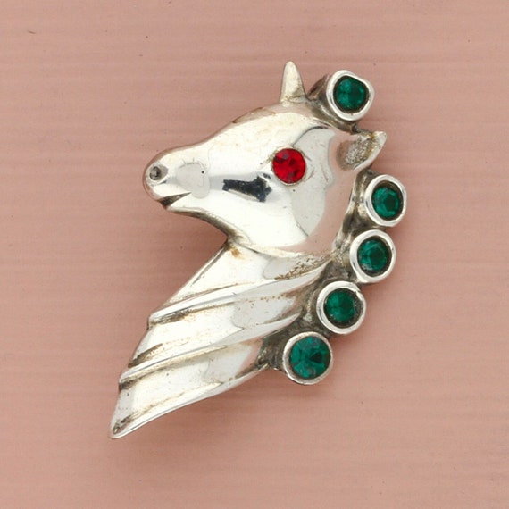 sterling silver red & green crystal magical unicorn b… - Gem