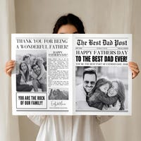 Canva Fathers Day Newspaper Template, First Father's Day DIY Gift for ...