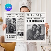 Fathers Day Newspaper Canva Editable Template Bundle, Fathers Day Gift ...
