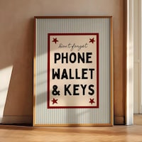 Cursive Don't Forget Sign, Cute Doorway Art, Phone Keys Wallet Reminder ...