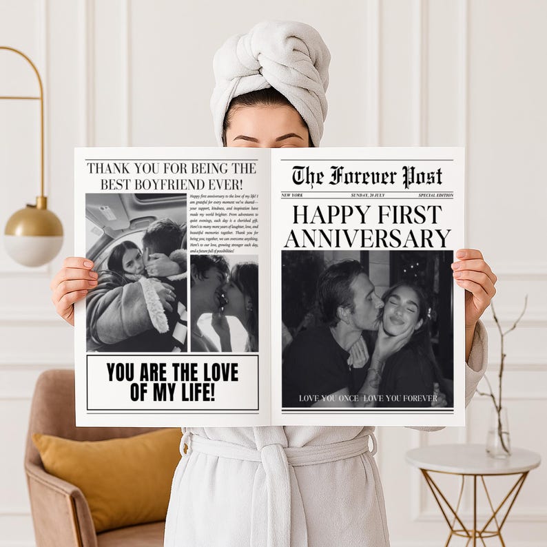 Couple Anniversary Newspaper Template, 1 Year Anniversary Gift, Wedding ...