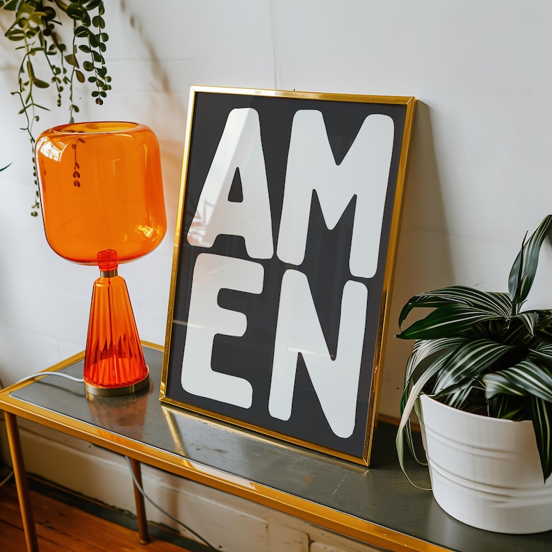 Amen Art Print Bold Retro, Christian Artwork, Christian Wall Art ...