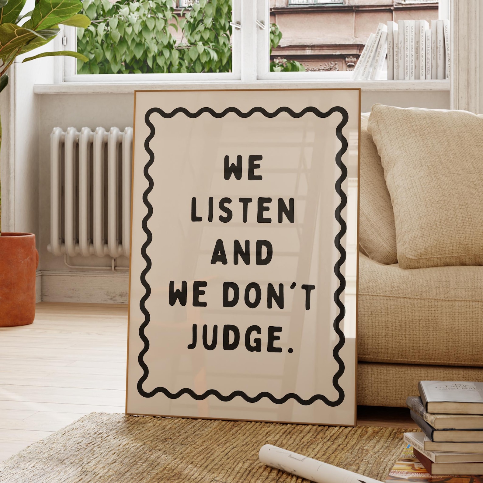 We Listen and We Don't Judge Poster, Modern Wall Art, Trendy Wall Art ...