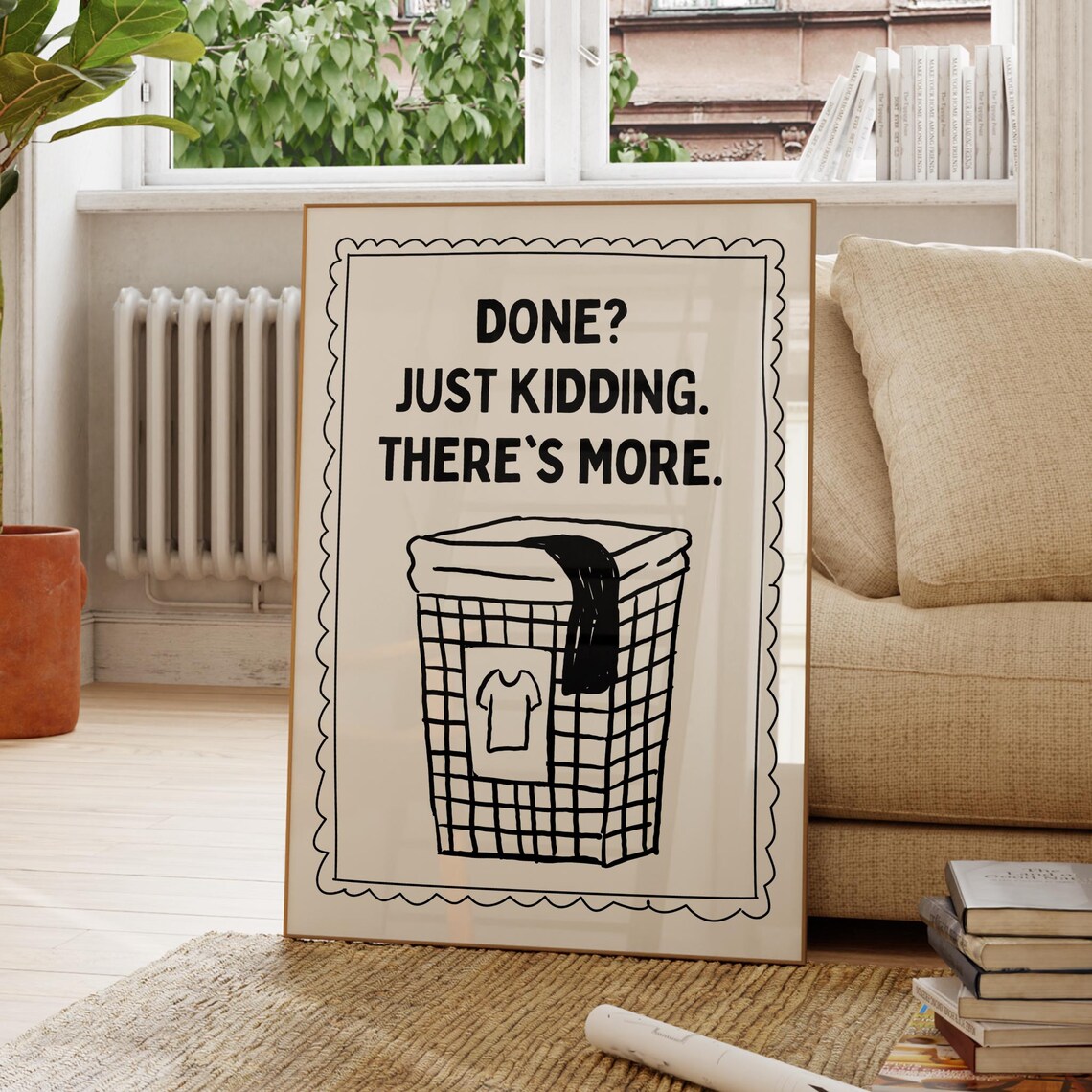 Done Just Kidding Print, Laundry Basket Print, Laundry Room Decor Funny ...
