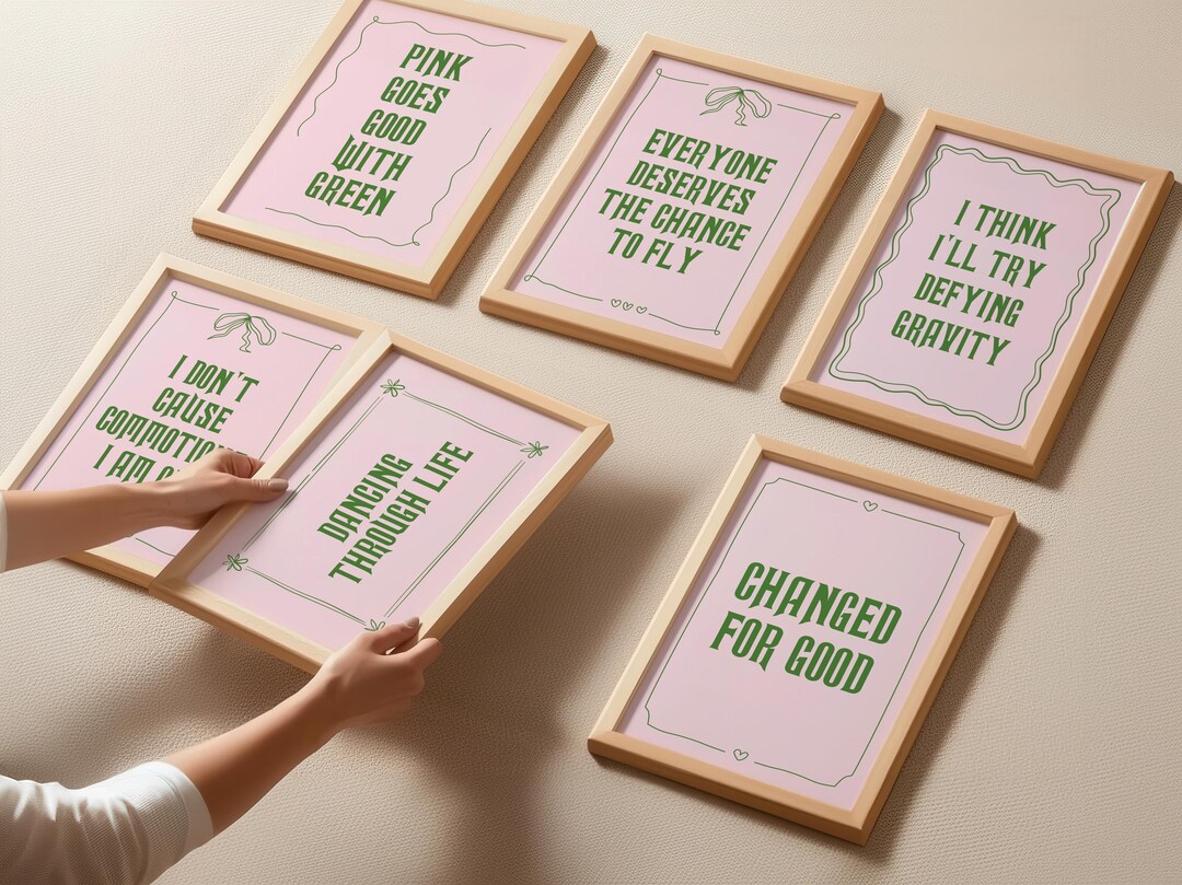 Pink Goes Good With Green Poster Set of 6 Nursery Quotes Digital ...