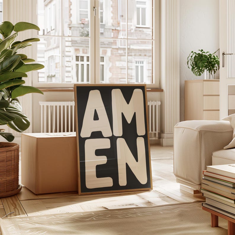 Amen Art Print Bold Retro, Christian Artwork, Christian Wall Art ...