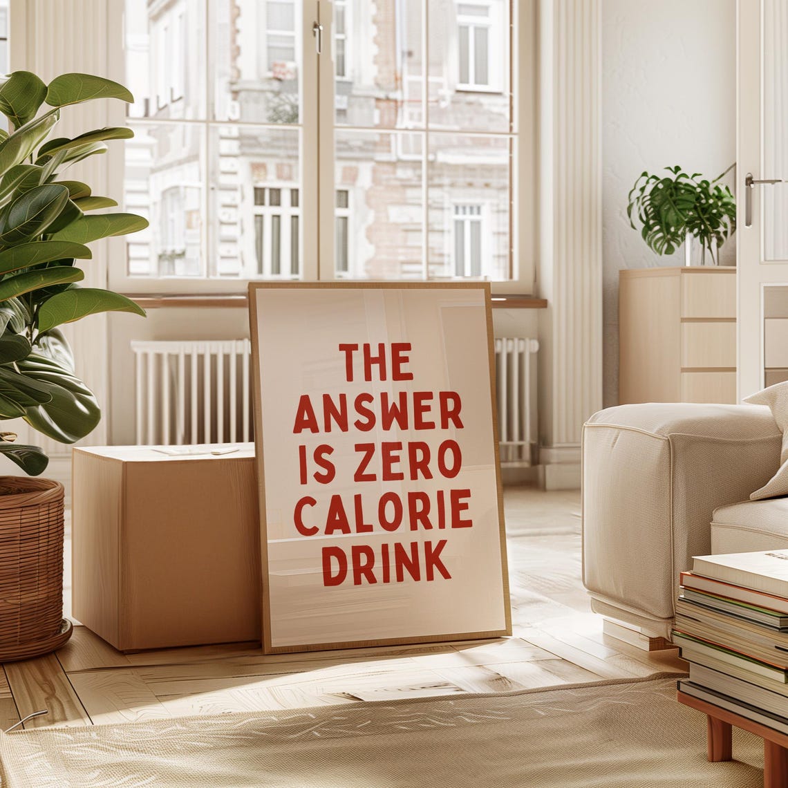 Zero Calorie Drink Poster: Retro Bar Cart Art, Dopamine Decor (digital ...
