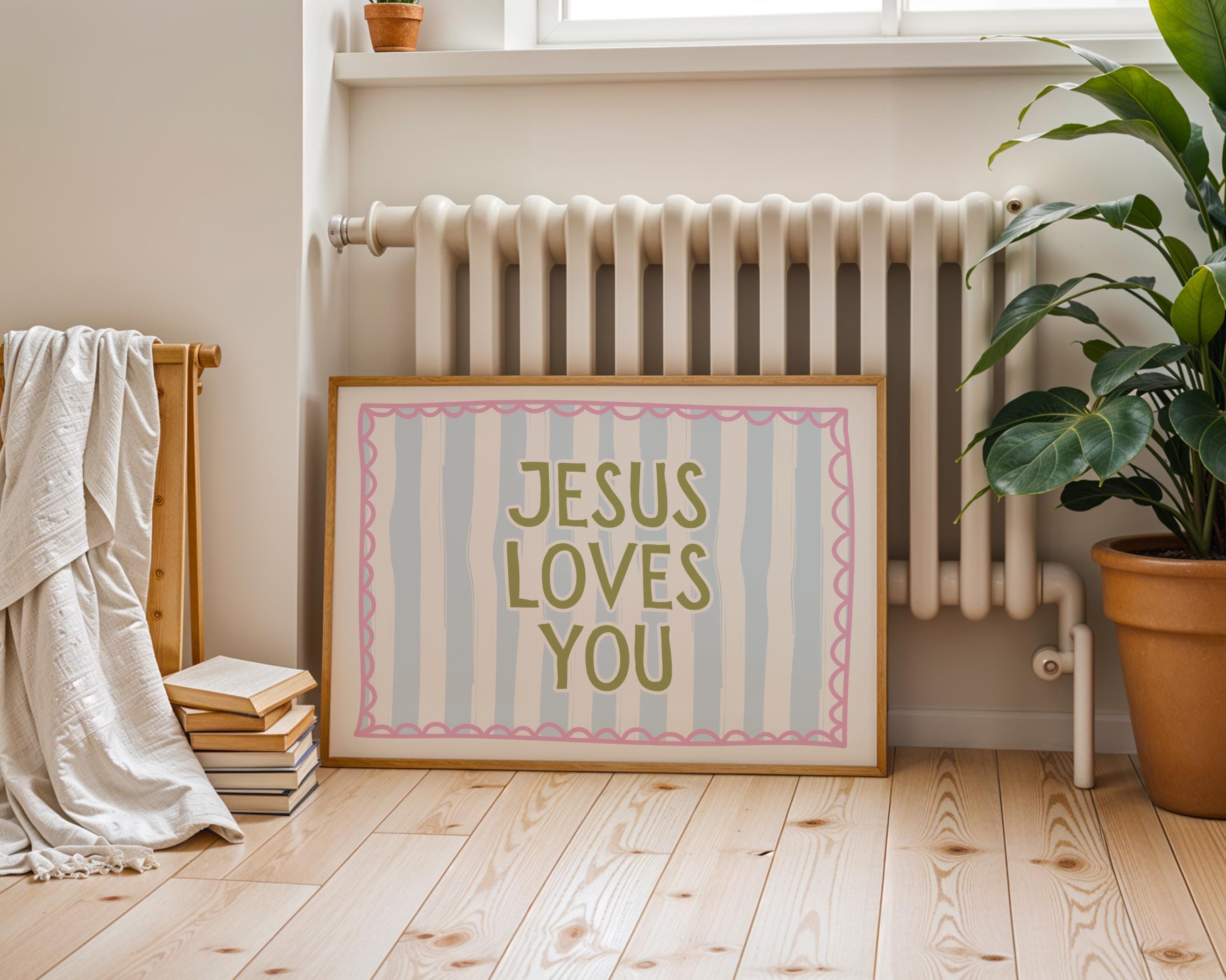 Jesus Loves You Horizontal Trendy Christian Wall Art Christian Artwork ...