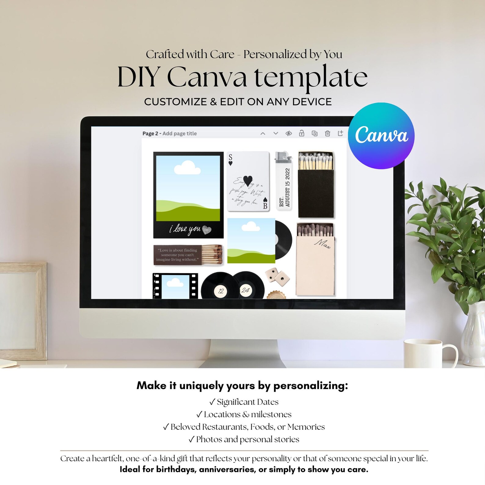 Custom Matchbox Art Template DIY Canva Matchbook Print Anniversary Gift ...