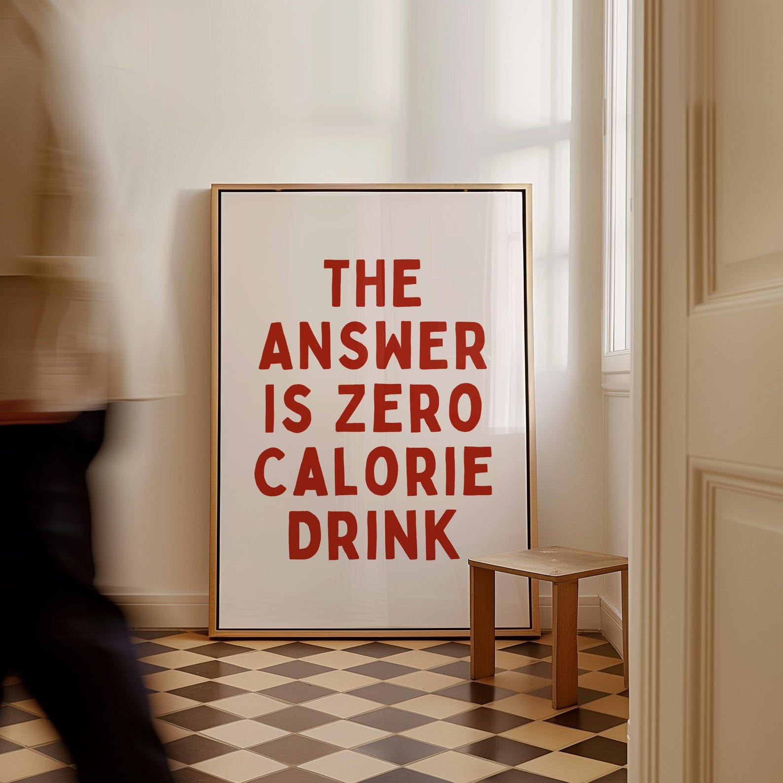 Zero Calorie Drink Poster: Retro Bar Cart Art, Dopamine Decor (digital ...
