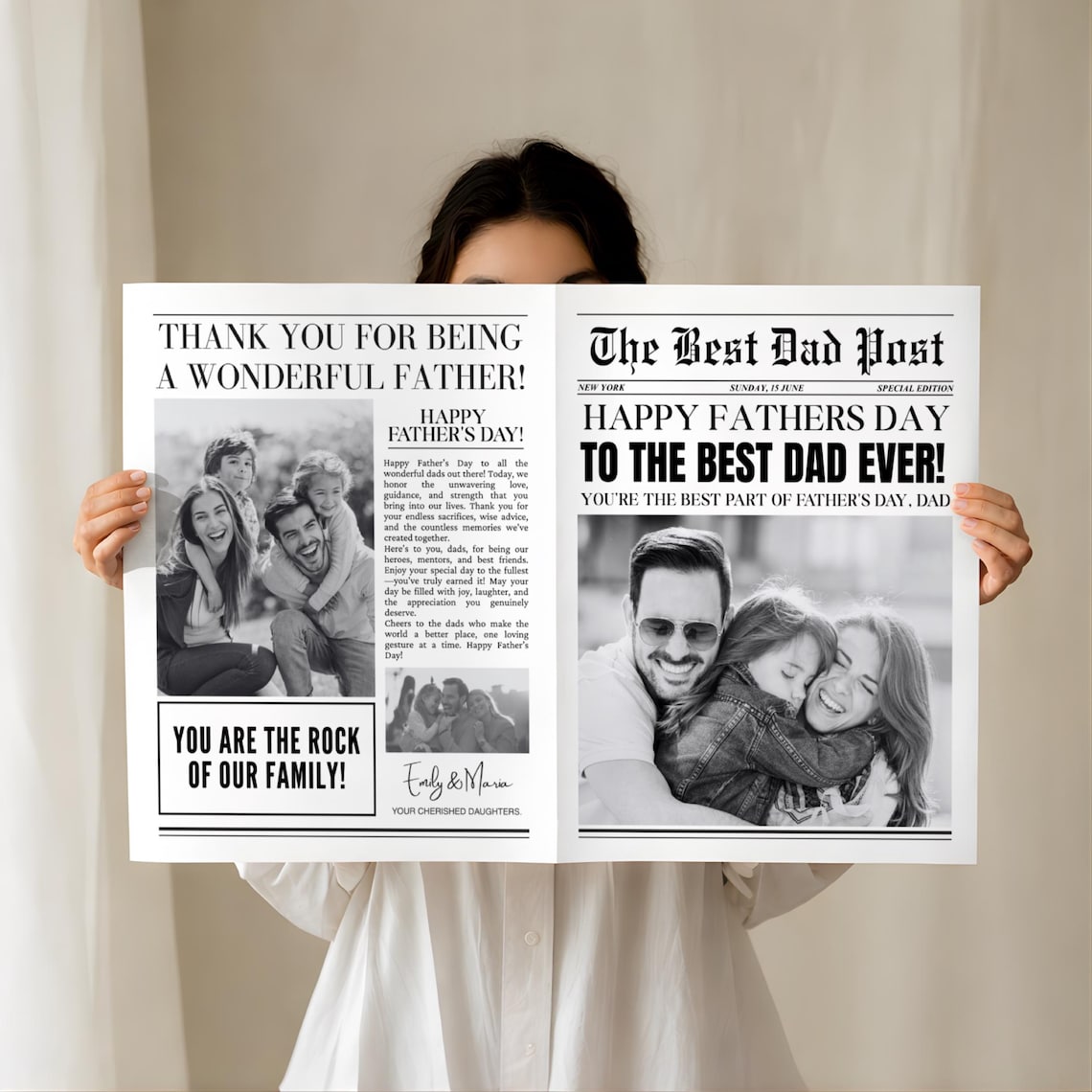 Fathers Day Newspaper Template, Personalized Gift for Dad, 1st Father's ...