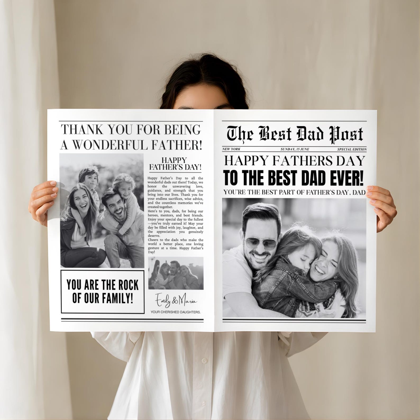Fathers Day Newspaper Template, Personalized Gift for Dad, 1st Father's ...