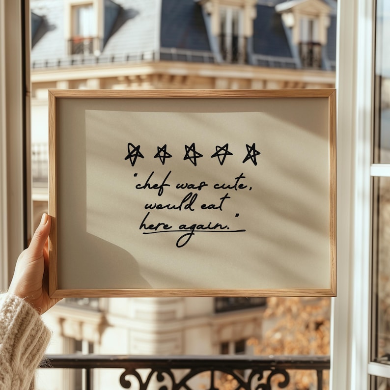 Chef Was Cute Poster: Handwritten Typography Poster, Neutral Kitchen ...
