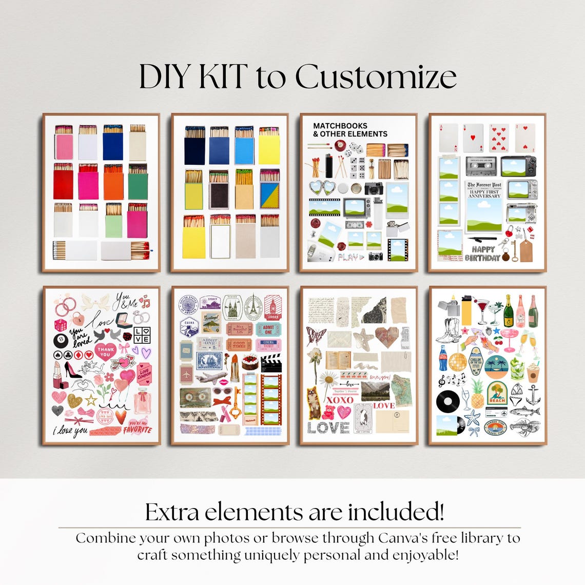 Matchbox Art Template DIY Canva Matchbook Poster First Anniversary Gift ...