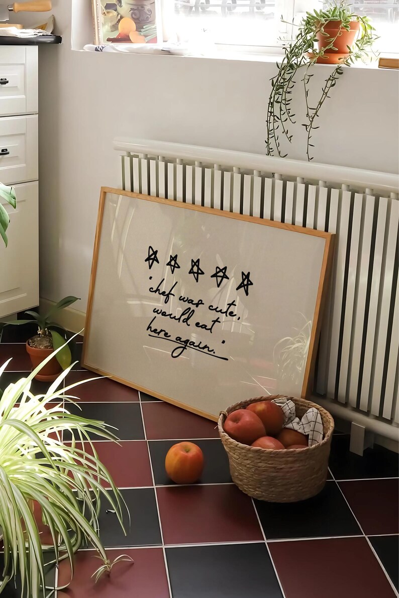 Chef Was Cute Poster: Handwritten Typography Poster, Neutral Kitchen ...