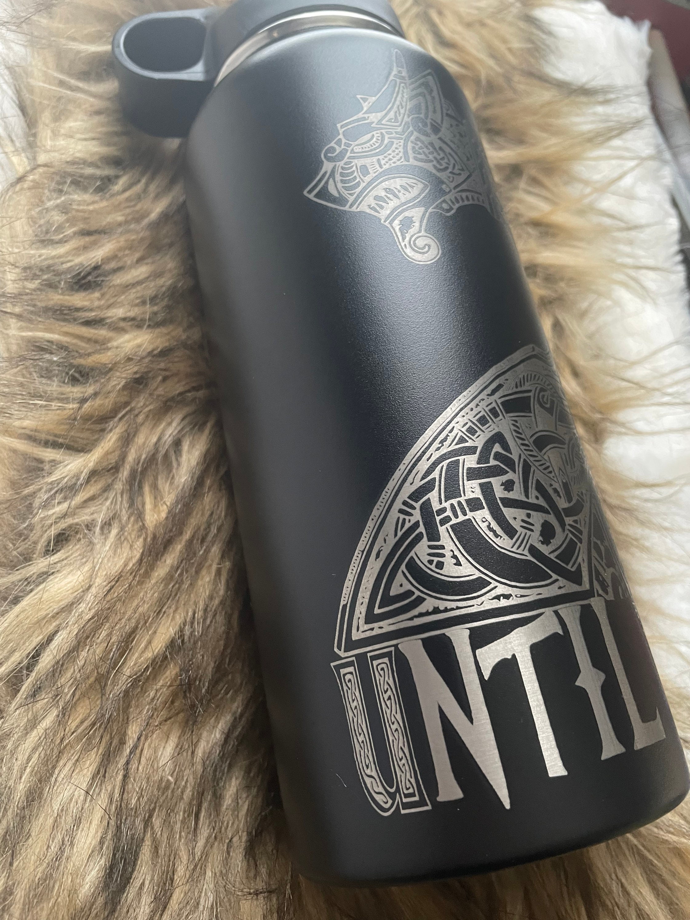 Norse Viking Until Valhalla Laser Engraved Bottle Helm of Awe - Etsy