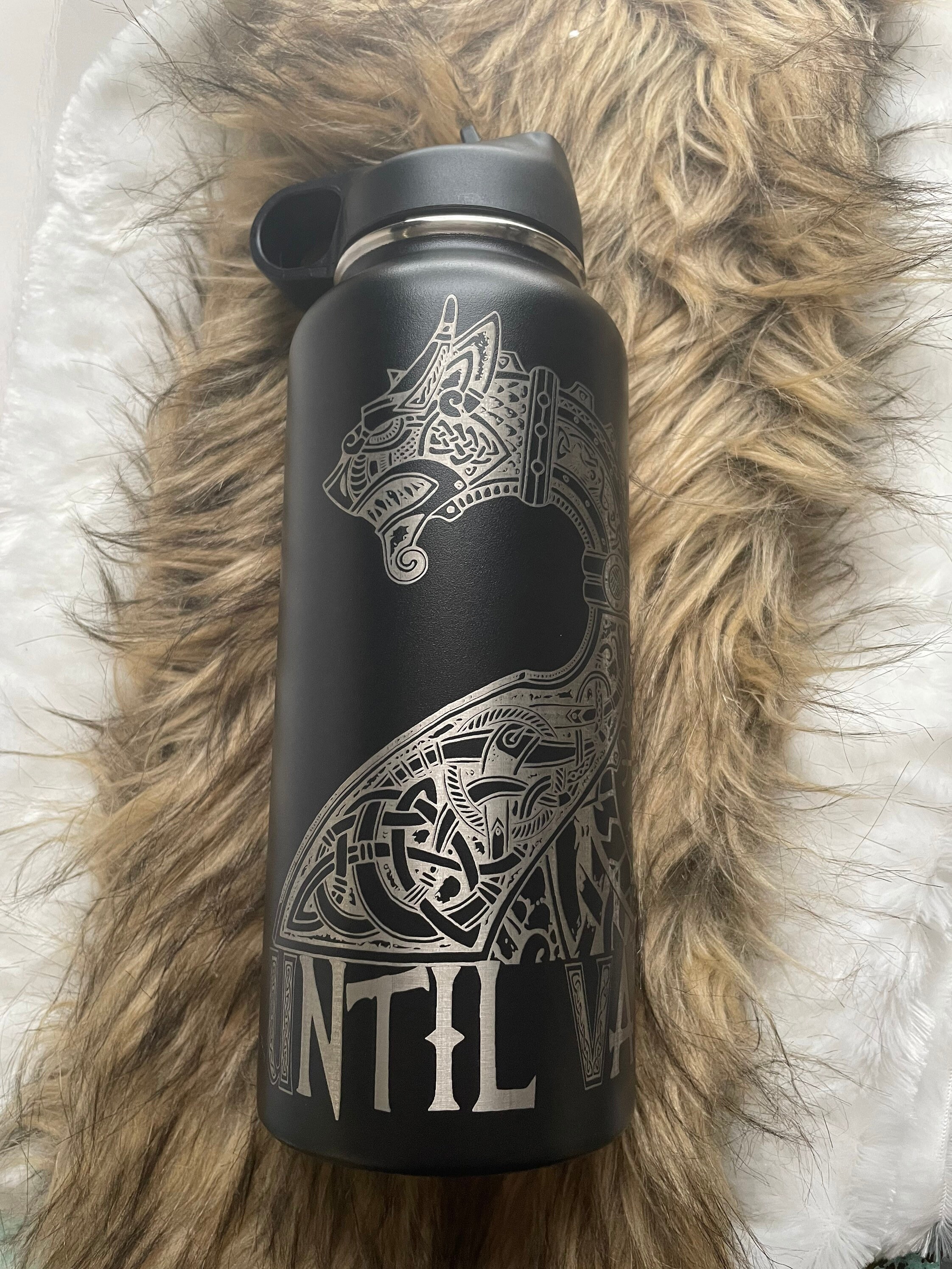 Norse Viking Until Valhalla Laser Engraved Bottle Helm of Awe - Etsy