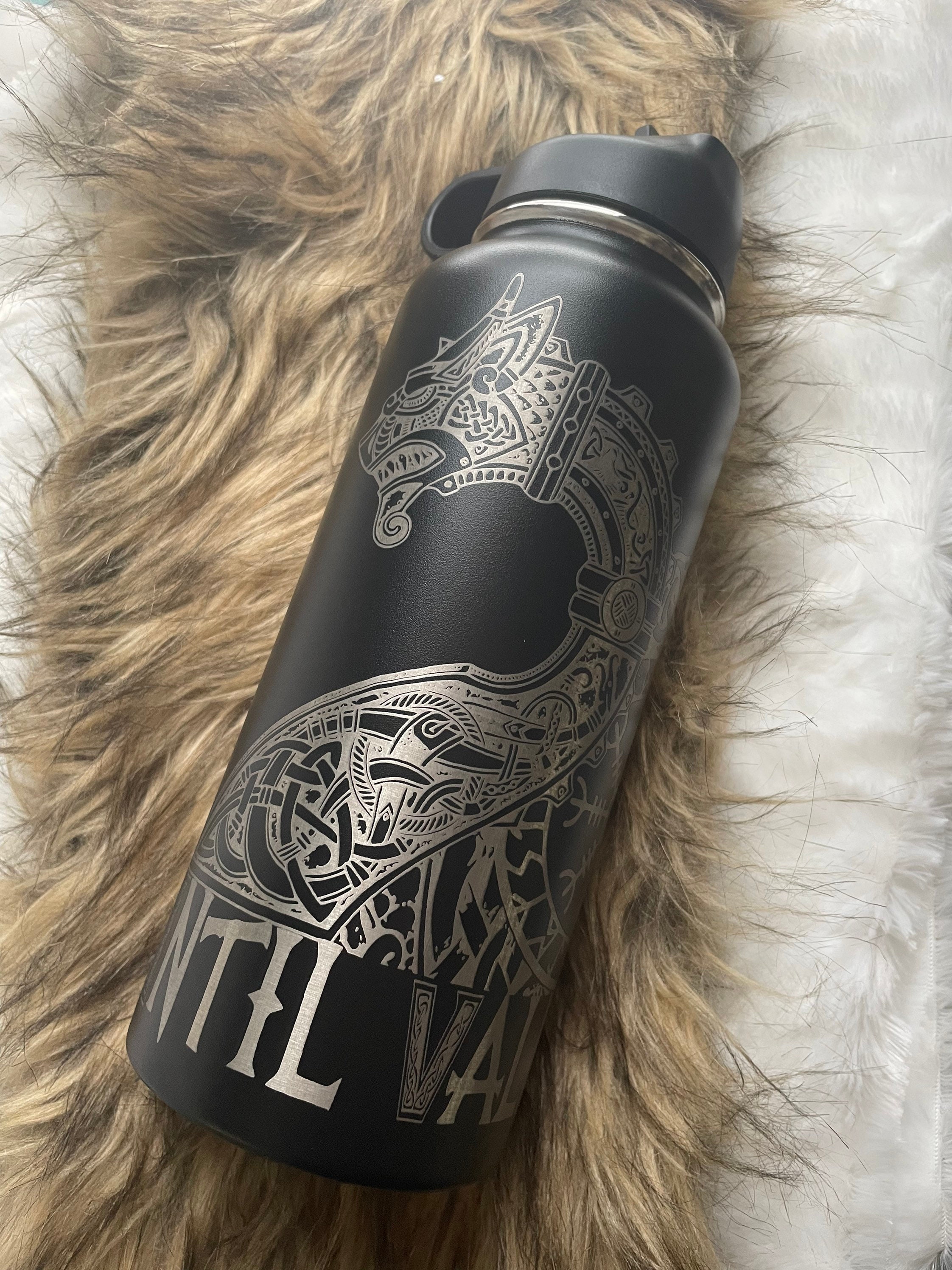 Norse Viking Until Valhalla Laser Engraved Bottle Helm of Awe - Etsy