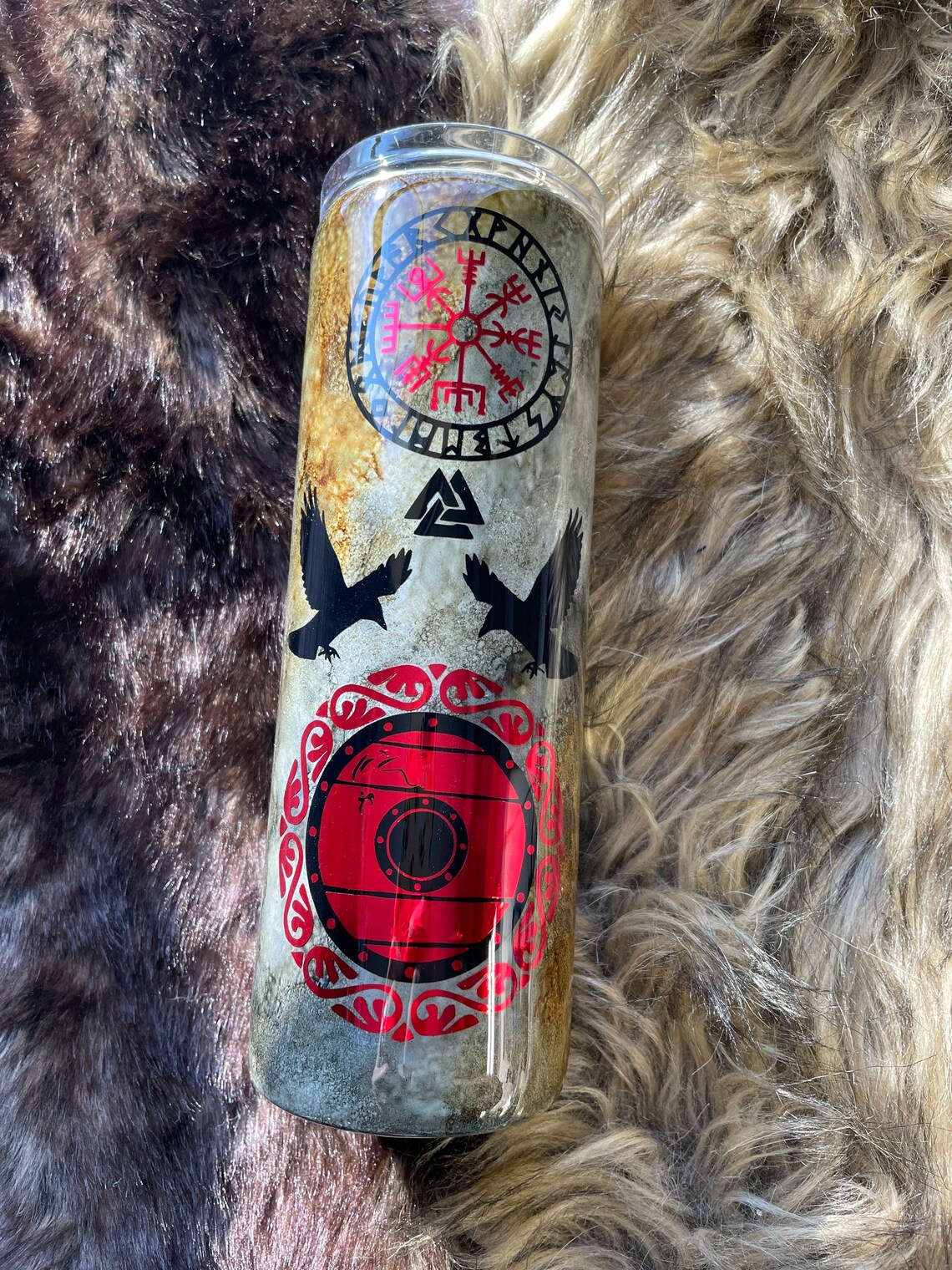 Norseman Ragnar Lothbrok Viking Custom Red Black Raven Shield - Etsy