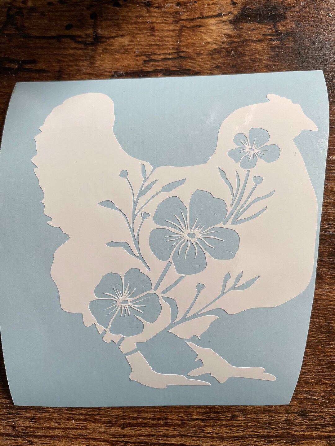Floral Chicken Vinyl Window Decal Car Truck Computer Laptop Sticker Hen ...