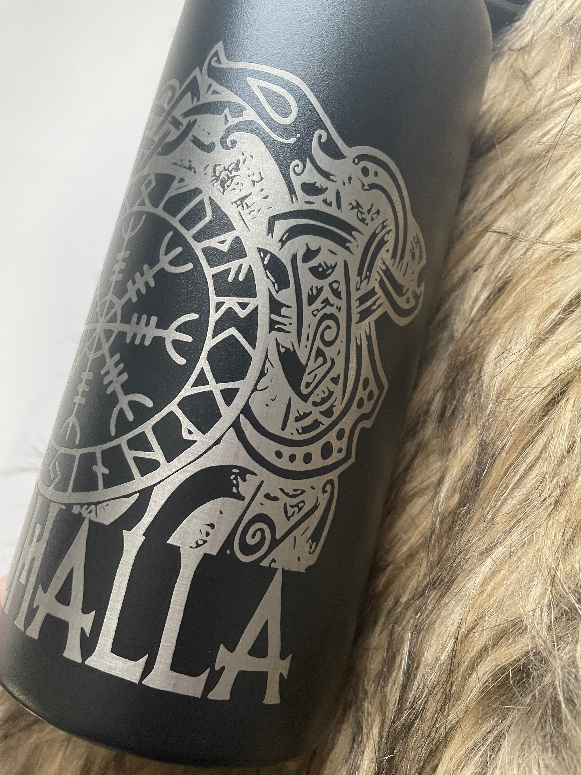 Norse Viking Until Valhalla Laser Engraved Bottle Helm of Awe - Etsy