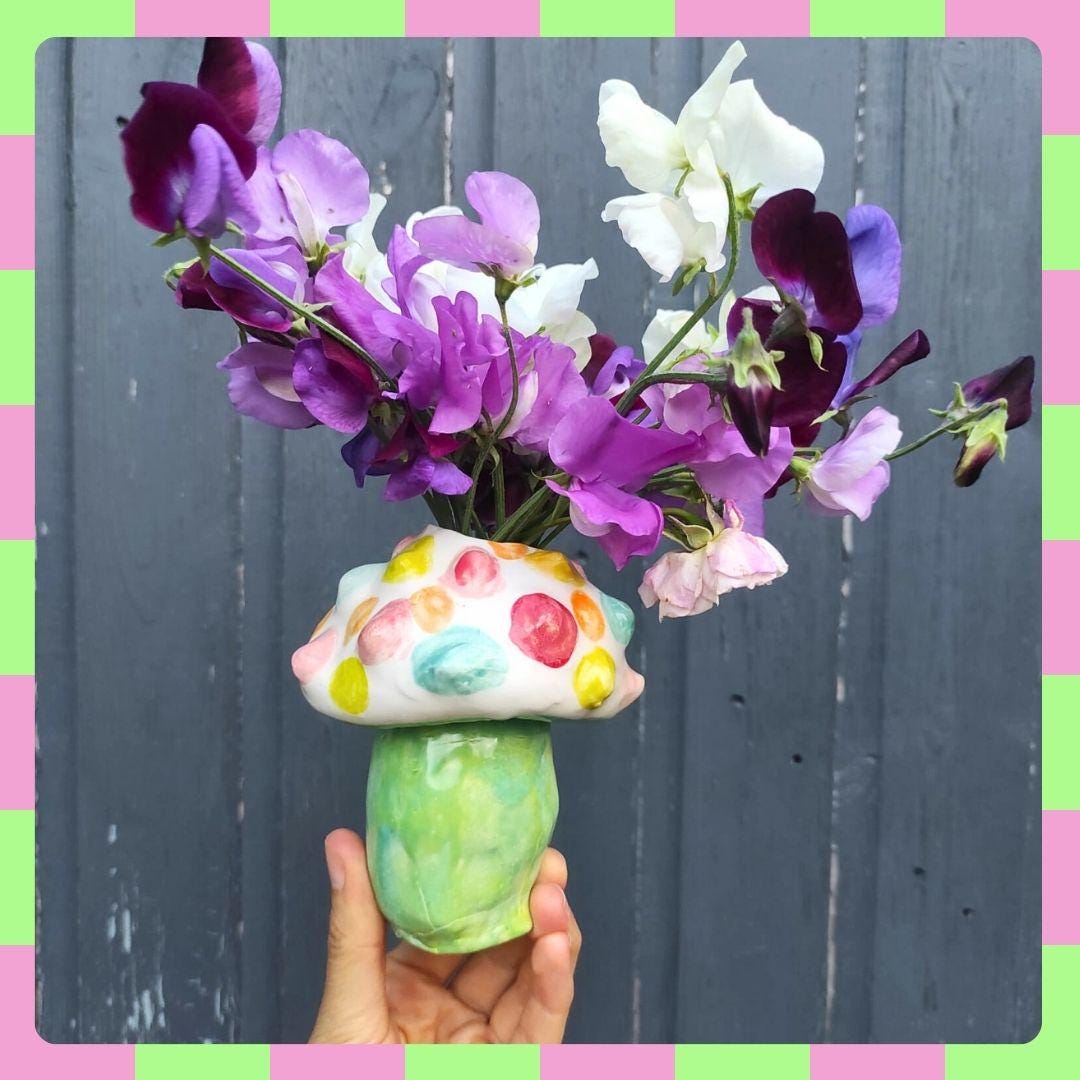 Mushroom Vase - Unique Handmade Pottery, Quirky Ceramics, Colourful ...
