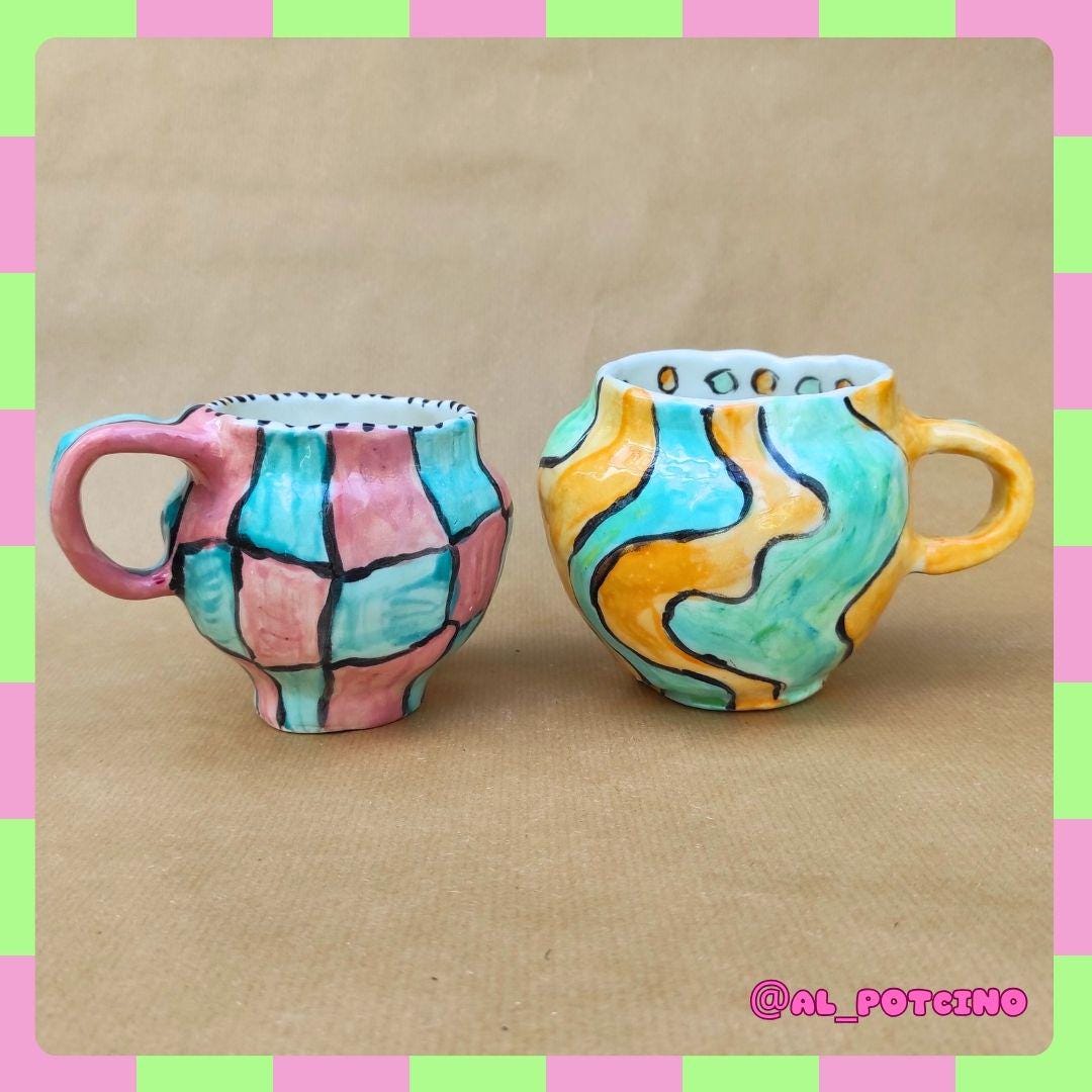 Hand Painted Mug Unique Handmade Pottery, Tea Lover Gifts, Eclectic ...
