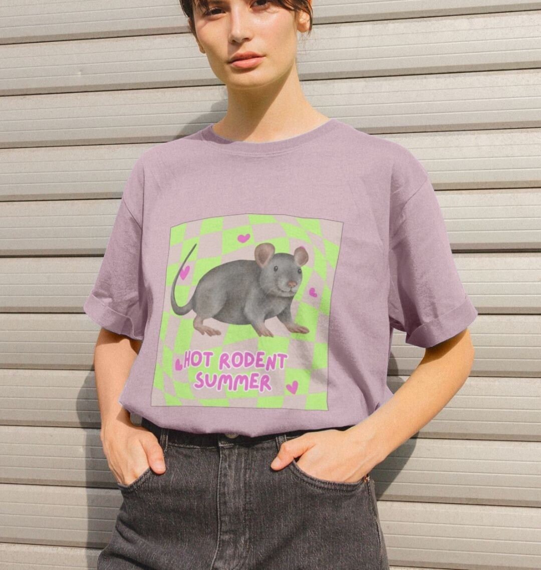 Hot Rodent Summer T-shirt Quirky Rat T-shirt, Organic Cotton Vegan ...
