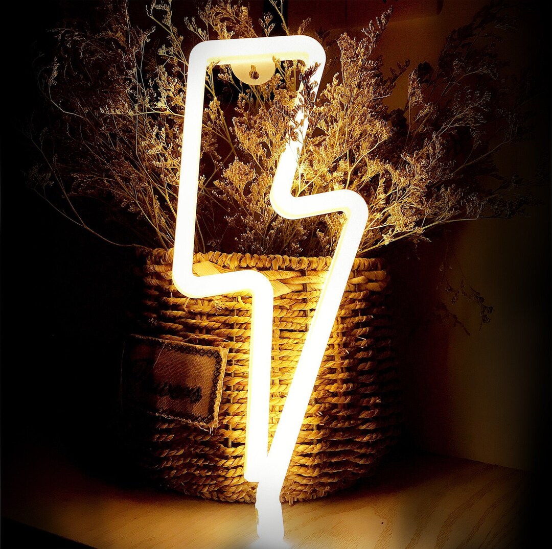 Lightning Shaped Neon Sign,us Seller,led Neon Lights Usb/battery,yellow ...