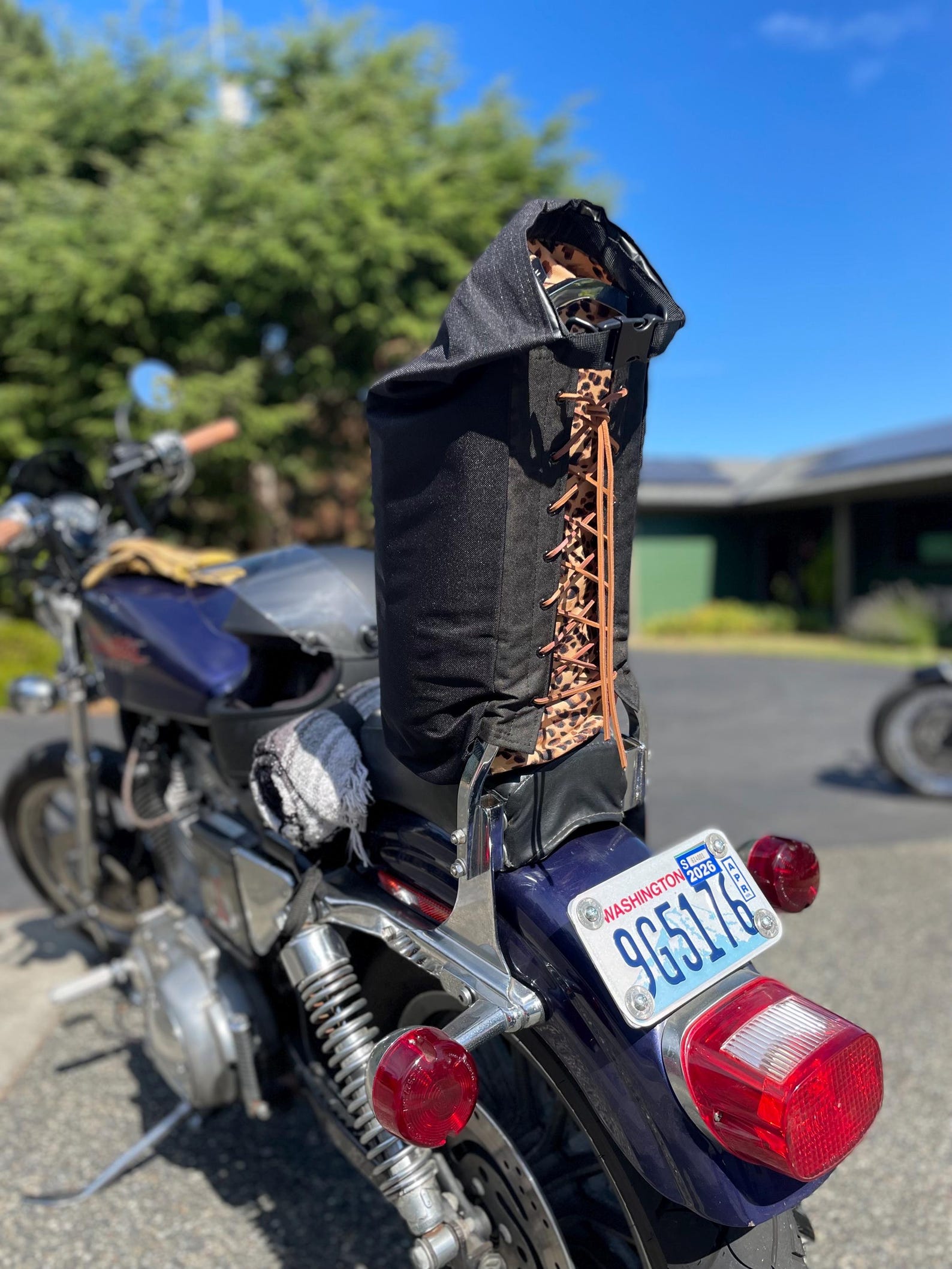 Attack Cat Bags Sissy Bar Bag – Waxed Canvas Roll Top Moto Bag With ...